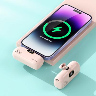 China ABS 5000mAh Portable Power Bank Custom Logo Mobile Mini Charger with Type C Output Interface for sale