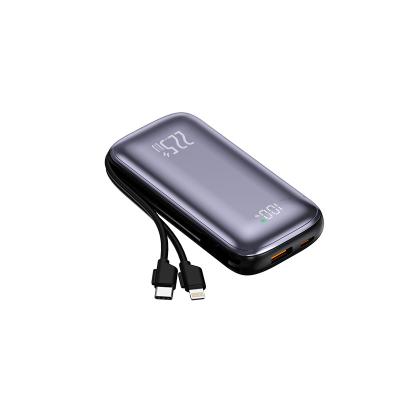 Chine Banque d'alimentation portable de 10000 mAh avec câble et matériau PC ABS noir à vendre