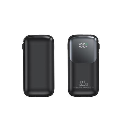 中国 Portable 10000mAh Pocket Power Bank With 2 Cord PD 22.5W Fast Charging LED Display USB-C Output 販売のため