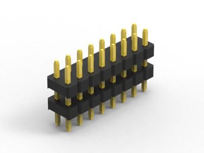 China .100″ inch 2.54mm Vertical Dual row Elevated pin header,stackable breakaway headers for PCB for sale