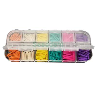China Dental Wooden Wedges mixed packaging 6 colors orange white yellow green pink pruple 240pcs/box for sale