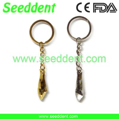 China Fang metal tooth key chain golden / silver for sale