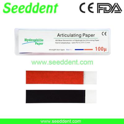 China Straight Type Blue and Red Hydrophilic Dental Articulating Paper / Carbon Paper 100um SE-B017 for sale