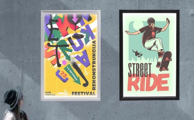 Close-up view of snap clip frame mechanism for easy poster replacement