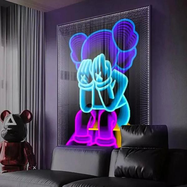 Quality Home Magic Mirror Neon Sign Infinity Neon Led Rgb Signboard 3D Glass Neon Sign for sale