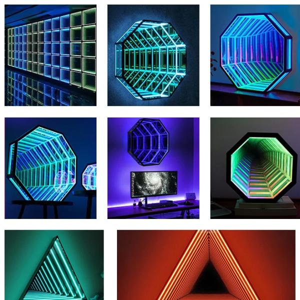 Quality 50000 Hours Lifetime Mirror Neon Sign Octagon Infinity LED Neon Light for sale