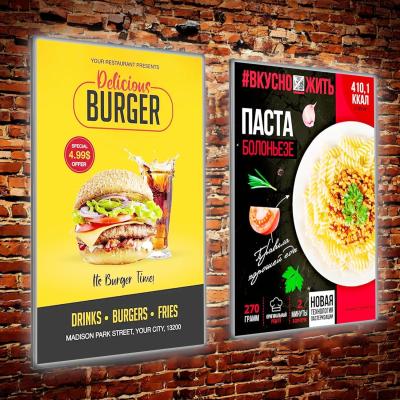 China LED Menu Poster Frame Advertising Light Box for Restaurant Cafes Store for sale