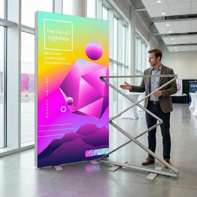 China Double Sided LED Light Box with Vibrant Dye-Sublimated Graphics and Tool-Free Assembly for Trade Shows for sale