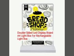 A4 Table Stand Menu Display Board Panel Advertising Rechargeable Light Box