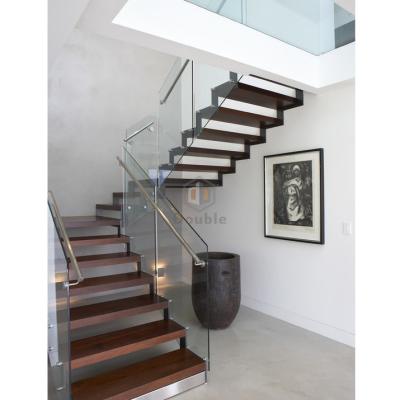 China indoor staircase solid wooden staircase modern staircase staircase stainless steel posts Wooden step Staircase for sale