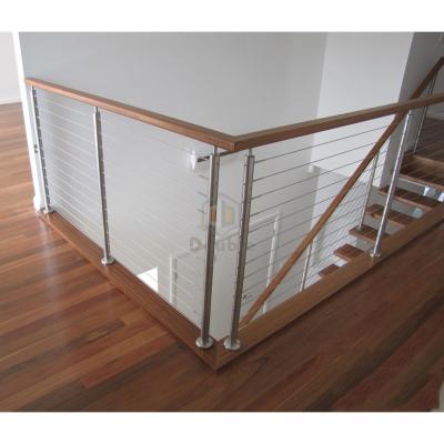 China indoor balcony baluster round post stainless steel cable railing for sale