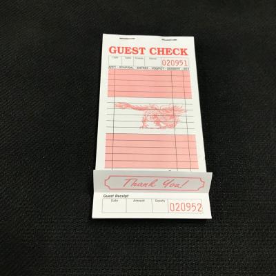 China Chinese style single part Customized Restaurant Guest Checks With Black Ink And Paper for sale