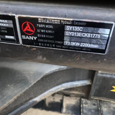Cina 69.6kW Usato Sany escavatore Sy135C 13500KG Peso operativo idraulico in vendita
