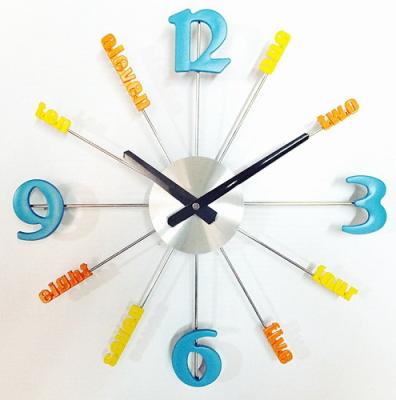 China Diameter 15 Inch Colorful Metal Wall Hanging Quartz Clock for Home Use for sale