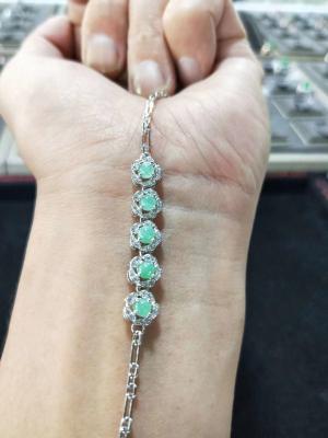 China CHEAP Fashionable Green Burman Jade with 925 Silver Braclet for sale
