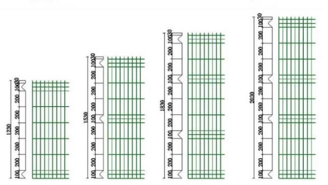 Drawing of 3D Curved Welded Wire Fence 
