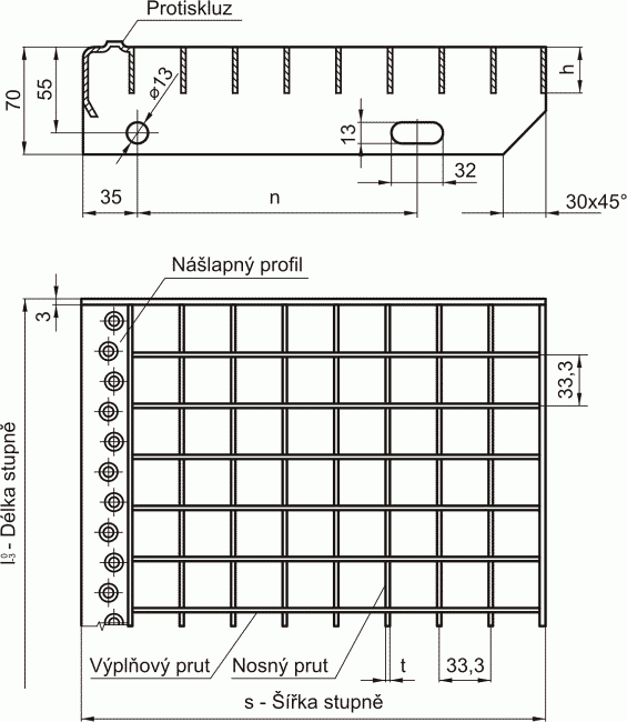 drawing of grating stairs
