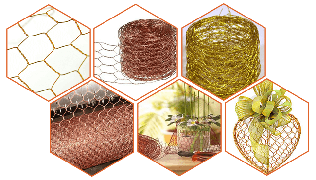 The picture shows copper hexagonal wire mesh roll which width is narrow.