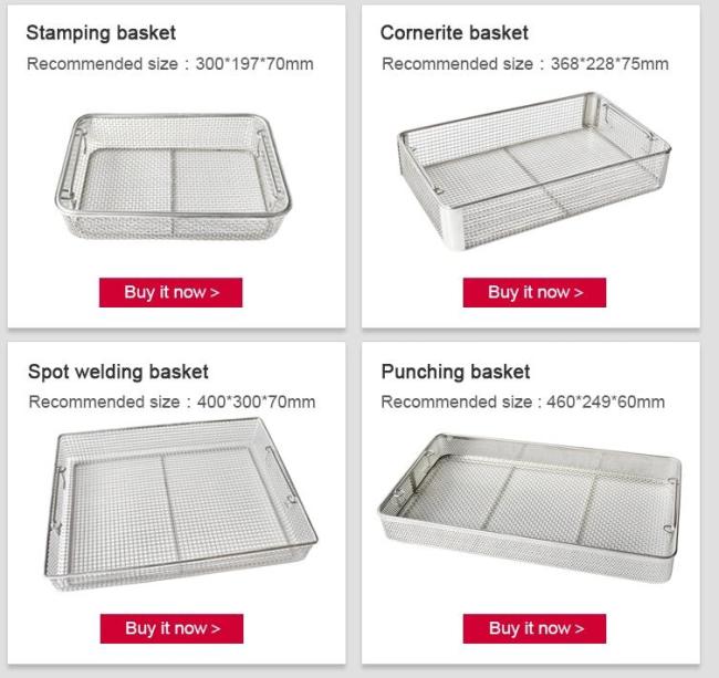 Stainless steel wire mesh basket with handle