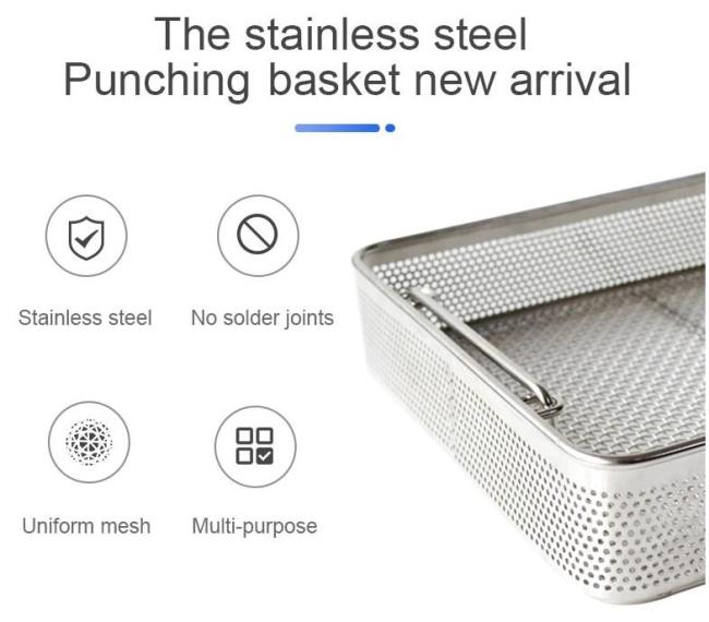 Close-up of stainless steel mesh basket