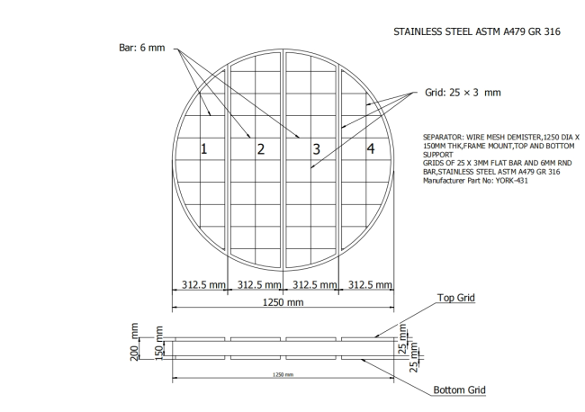 drawing of demister pad