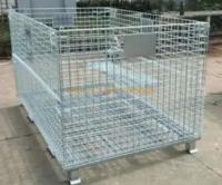 China Foldable Stackable Steel Wire Mesh Container for Garage Storage for sale