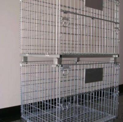 China Heavy Duty Removable Collapsible Rigid Metal Wire Mesh Cage Storage Stacking Containers for sale