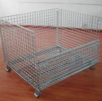 China Foldable Stackable Steel Wire Mesh Container for Garage Storage for sale
