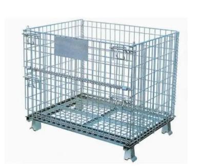 China Welded Mesh Cage Mesh Wire Foldable Forklift Folding Metal Stacking Container Pallet Cage for sale