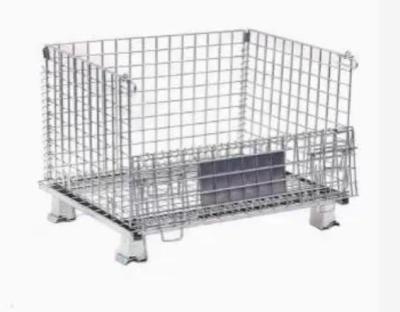 China 1200*1000 Collapsible Outdoor Foldable Warehouse Metal Steel Stackable Iron Galvanized Roll Wire Mesh Container for sale