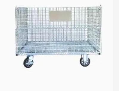 China 1200*1000 Collapsible Outdoor Foldable Warehouse Metal Steel Stackable Iron Galvanized Roll Wire Mesh Container for sale