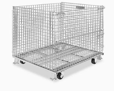 China Heavy-Duty Galvanized Wire Mesh Rolling Storage Cage for Warehouses for sale