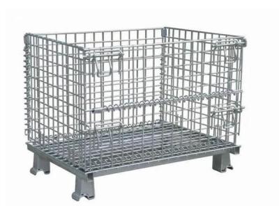 China Storage Container Wire Baskets Collapsible Stillage Cage Wire Mesh Container Pallet Box Foldable Metal Storage Pallet for sale