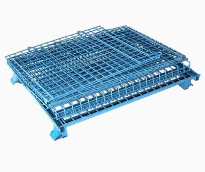 China Powder Coated Transportation Warehouse Industrial Collapsible Stacking Metal Wire Mesh Basket for sale