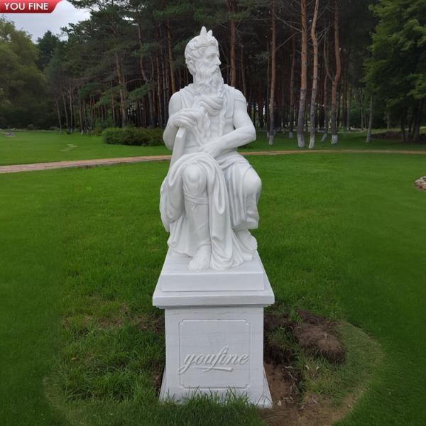 Quality Famous Outdoor Decor Life Size Hand Carved Marble Moses Statue for sale