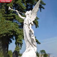 Quality Outdoor Garden Lifesize Marble White Angel Statue for sale