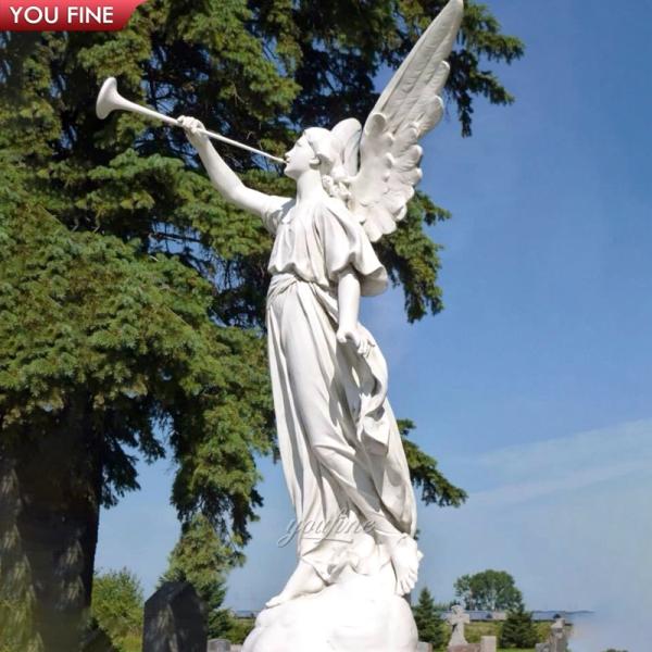 Quality Outdoor Garden Lifesize Marble White Angel Statue for sale