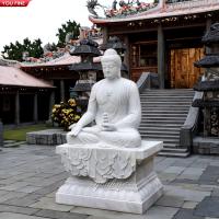 Quality Outdoor Natural Stone White Life Size Buddha Marble Statue for Sale for sale