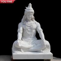 Quality Classic Natural Stone Hand Carved White Marble Lord Shiva Statue for sale