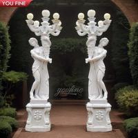 Quality Outdoor Garden Life Size Marble Human Figure Statue Light for sale