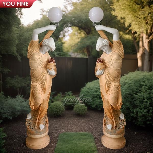 Quality Home Decor Marble Lady Statue with Lamp for sale