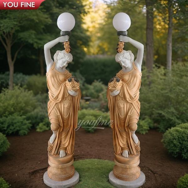Quality Home Decor Marble Lady Statue with Lamp for sale