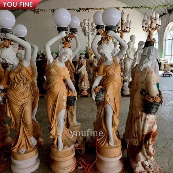 Quality Home Decor Marble Lady Statue with Lamp for sale