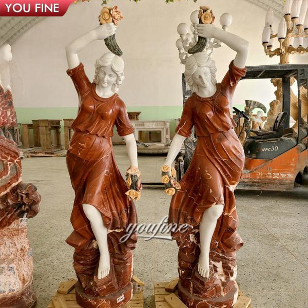 Quality Home Decor Marble Lady Statue with Lamp for sale