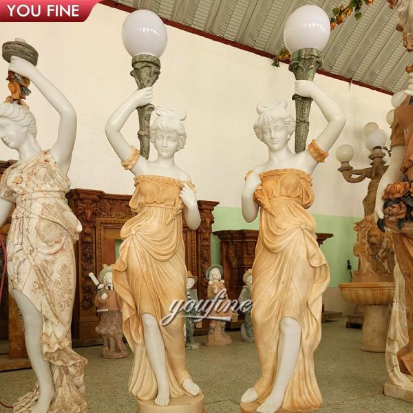 Quality Home Decor Marble Lady Statue with Lamp for sale