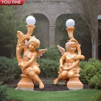 Quality Hand Carved Garden Marble Angel Lamp Statue Outdoor for sale
