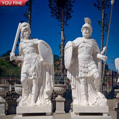 China Garden Decor Greek Marble Life Size Roman Soldier Statues for sale