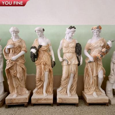 China Garden Decor Four Seasons Goddess Marble Stone Life Size Wonder Woman Statue for sale