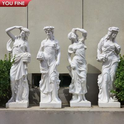 China Classical Garden Sculpture White Marble Four Season Goddess Statue for sale