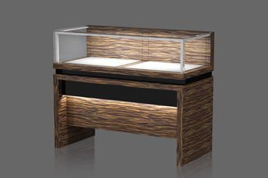 China Wenge Veneer Long Counter Showcase with Led Lighting for sale